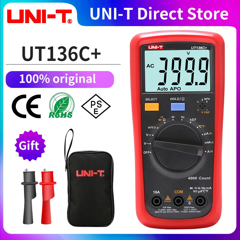 Uni-t Ut136b +/ut136c + Multímetro Multímetro Digital Tester Ac Dc ...