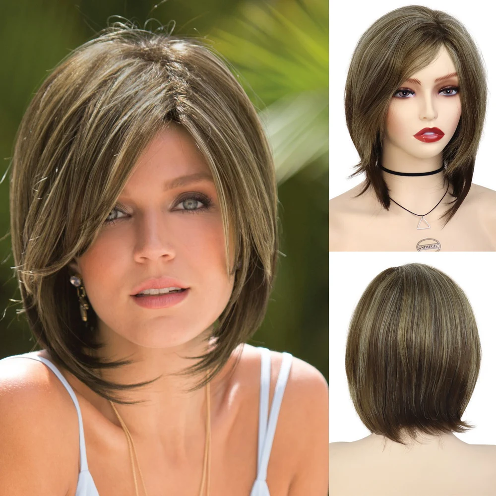 GNIMEGIL-Peluca-de-corte-Bob-sint-tico-para-mujer-pelo-liso-suave ...