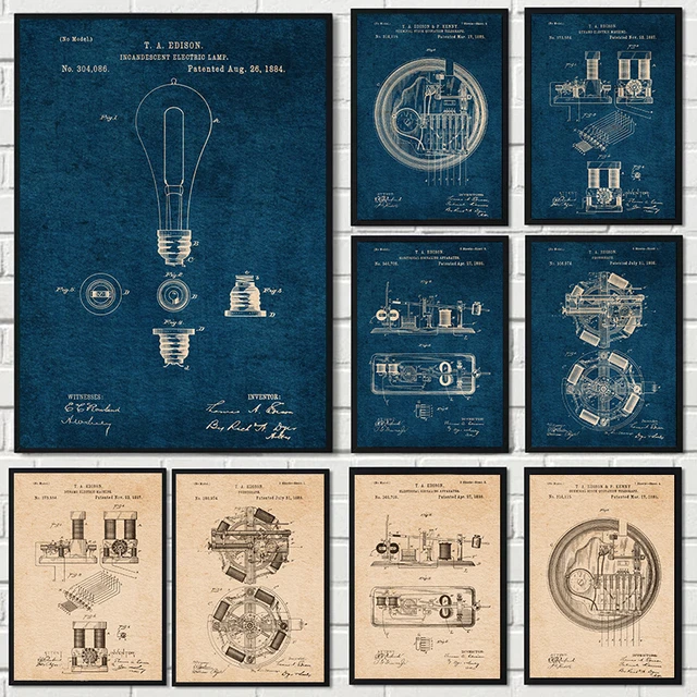 Thomas Edison Light Bulb Blueprints