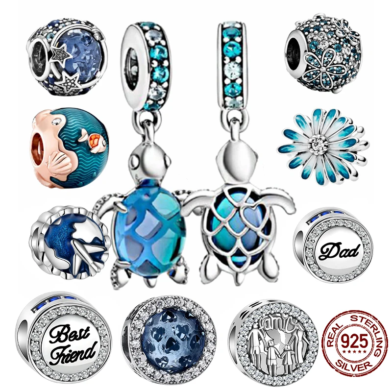 2023-New-Ocean-Blue-Sea-Turtle-Dangle-Bead-fit-Original-Pandora-Charms ...