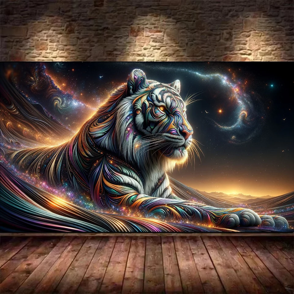 multi colorful tiger DIY 5D Diamond Painting Fantasy Abstract Animal ...