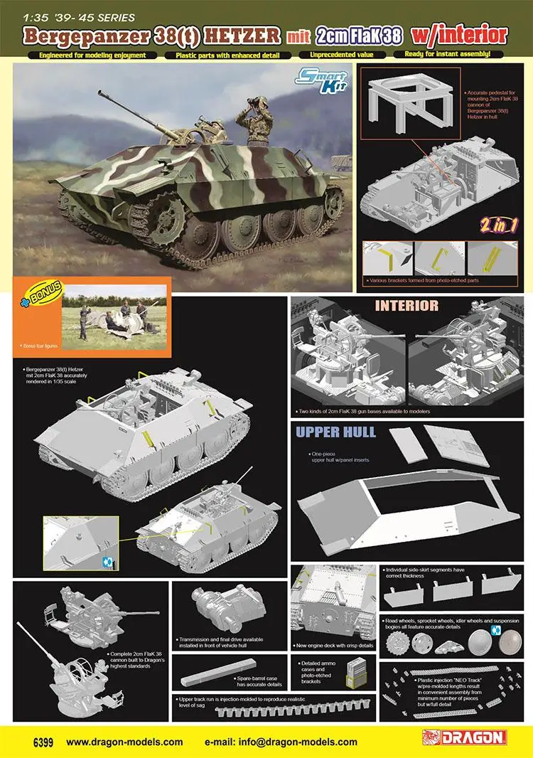 DRAGON-6399-a-escala-1-35-bergepanter-Jagdpanzer-38-t-HETZER-mit-2cm ...