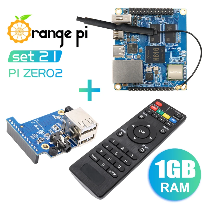 Orange Pi Zero 2 Placa de Expansão, Controle Remoto IR, Executar Android 10,Ubuntu,Debian OS, 1GB
