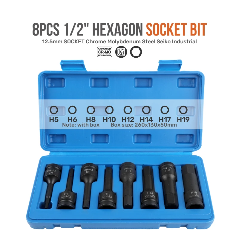 High-Spec-1-2-1-2-Hexagon-Socket-Bit-8pcs-Impact-Allen-Key-Tool-Power ...
