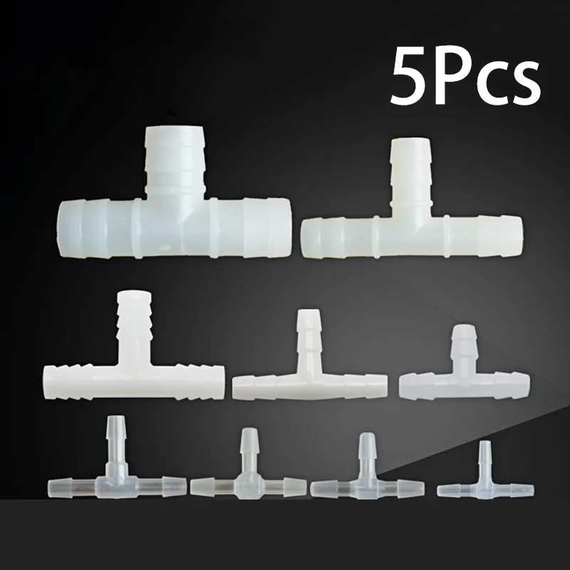 5Pcs-T-Style-Tee-Connectors-Hose-Barb-Fitting-T-Shaped-3-Way-Plastic ...