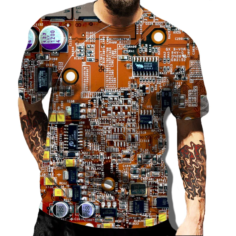 Circuit Board Electronic Chip T Shirt Unisex Summer Casual Cool Short ...