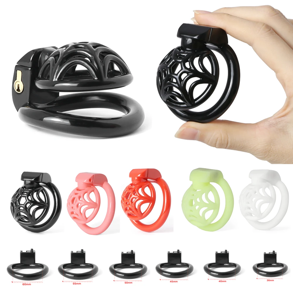 Male Smaller Cock Cage Sex Toys For Men Sissy 3D Print Spidernet Mini Chastity Cage 5 Color ...