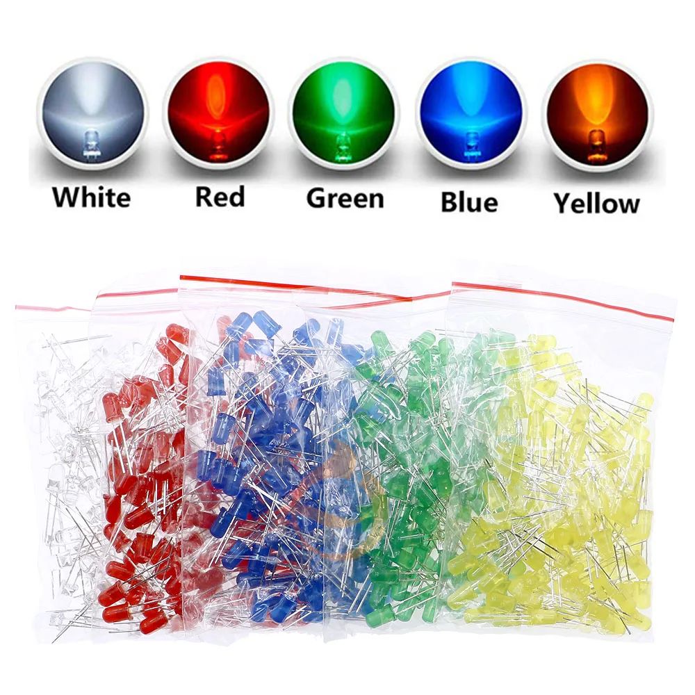 3mm-5mm-10mm-LED-Diode-Kit-White-Green-Red-Blue-Yellow-Straw-Hat-Light ...