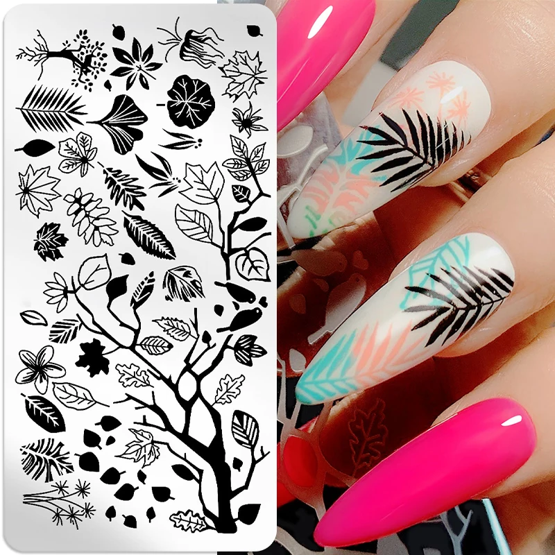 Nail Stamping Plate Flower Leaf Geometry Stamp Template Snakeskin Nail ...