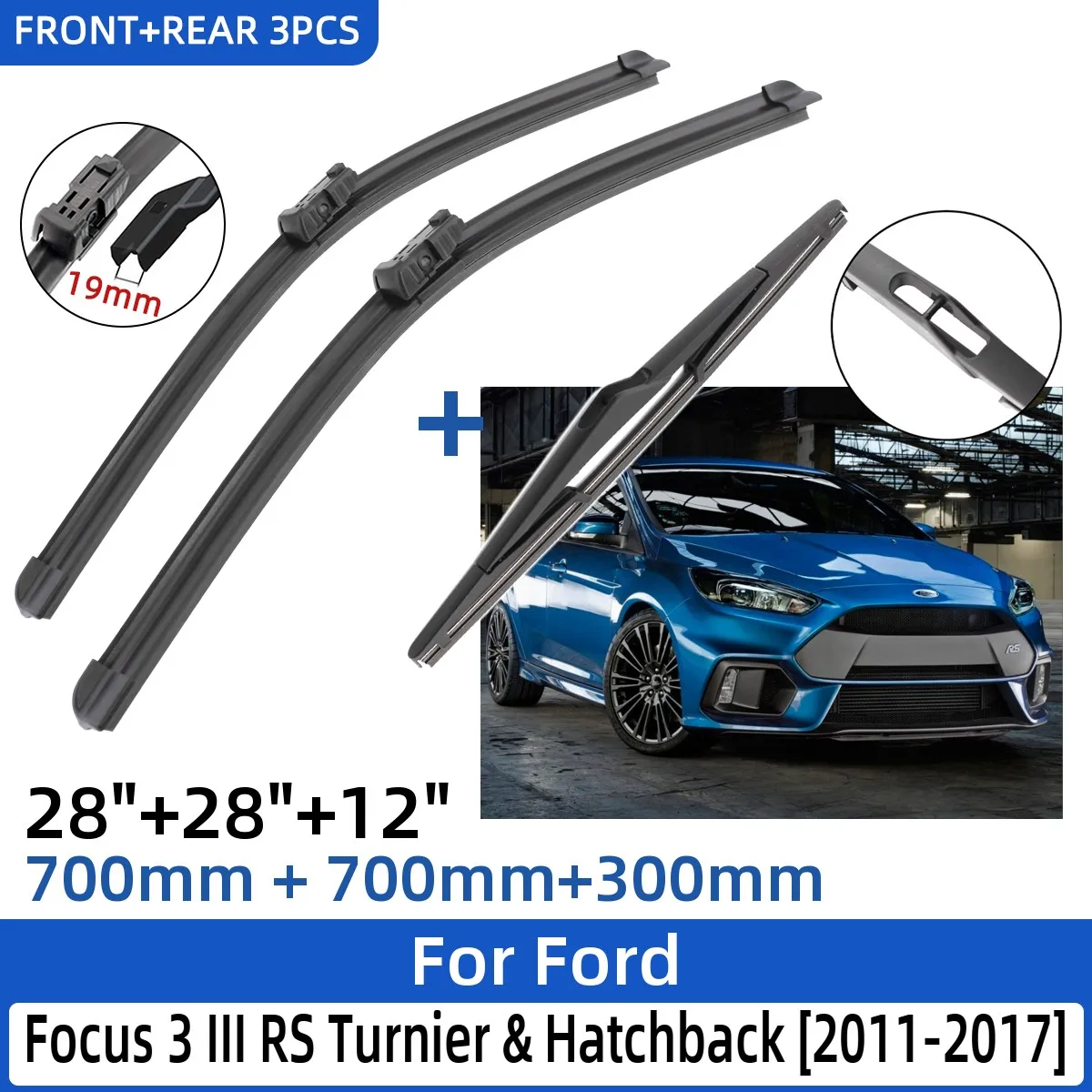 For Ford Focus 3 Iii Rs Turnier & Hatchback 2011-2017 28"+28"+12" Front ...