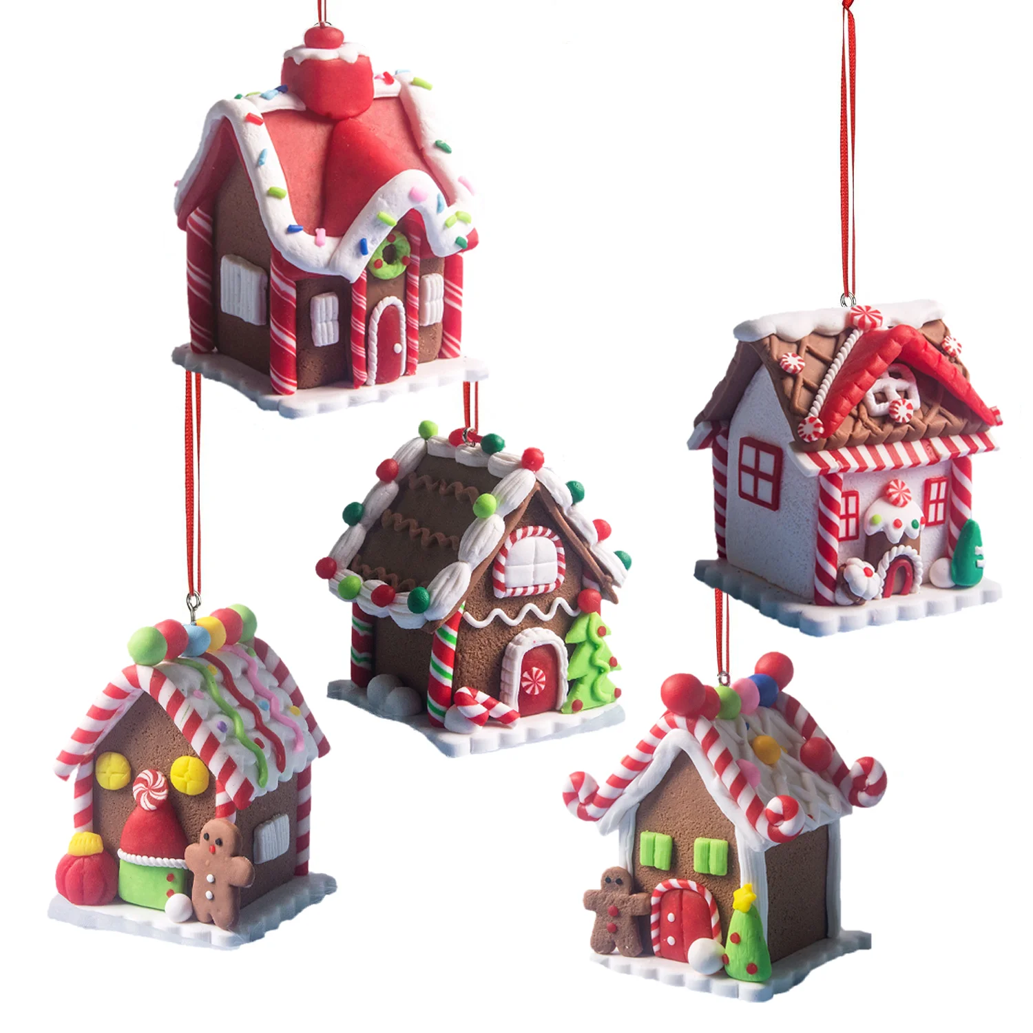 Gingerbread-House-Ornaments-Holiday-Christmas-Tree-Ornament-Set-with ...