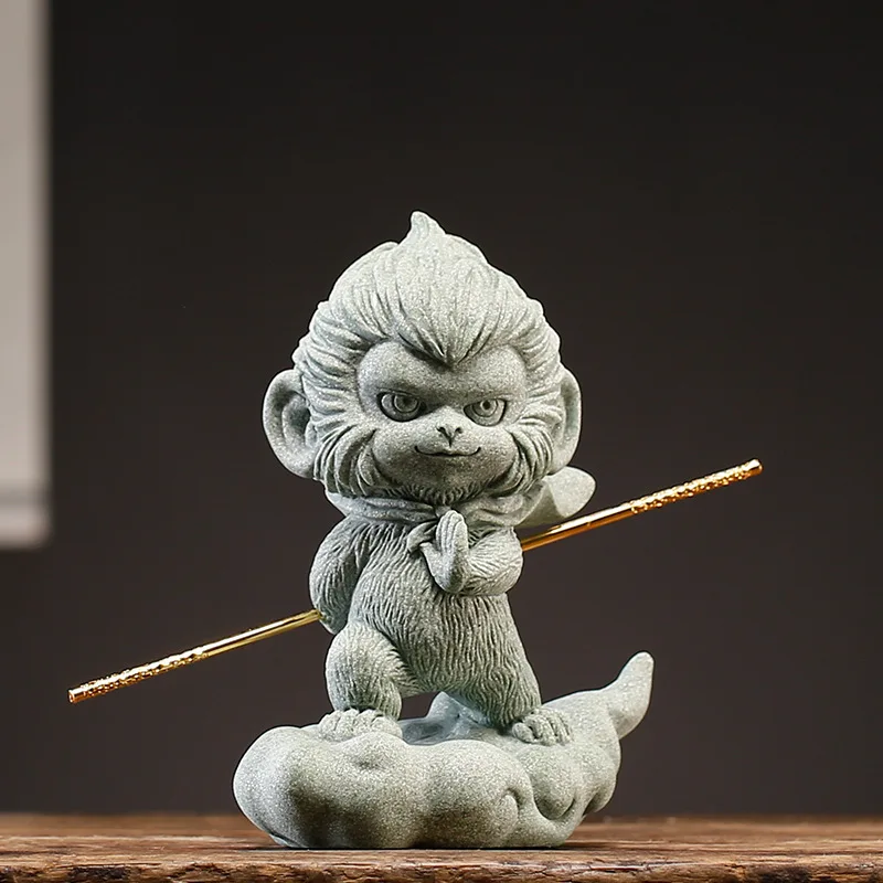 Green-Sand-Stone-Monkey-King-Tea-Pet-Zen-Tea-Set-Decoration-Sun-Wukong ...