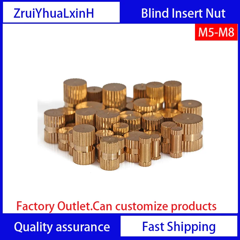 M4-M5-M6-M8-Brass-Threaded-Injection-Nut-Knurled-Insert-Nut-Blind ...