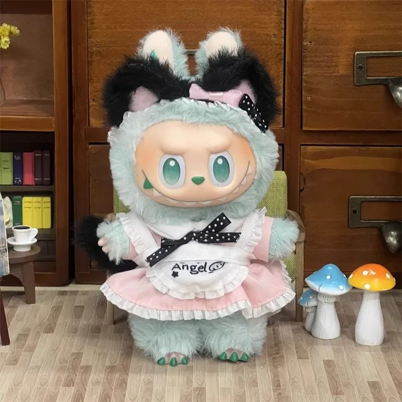For 17cm Labubu Doll Clotehs Labubu's new baby dress rabbit maid outfit ...