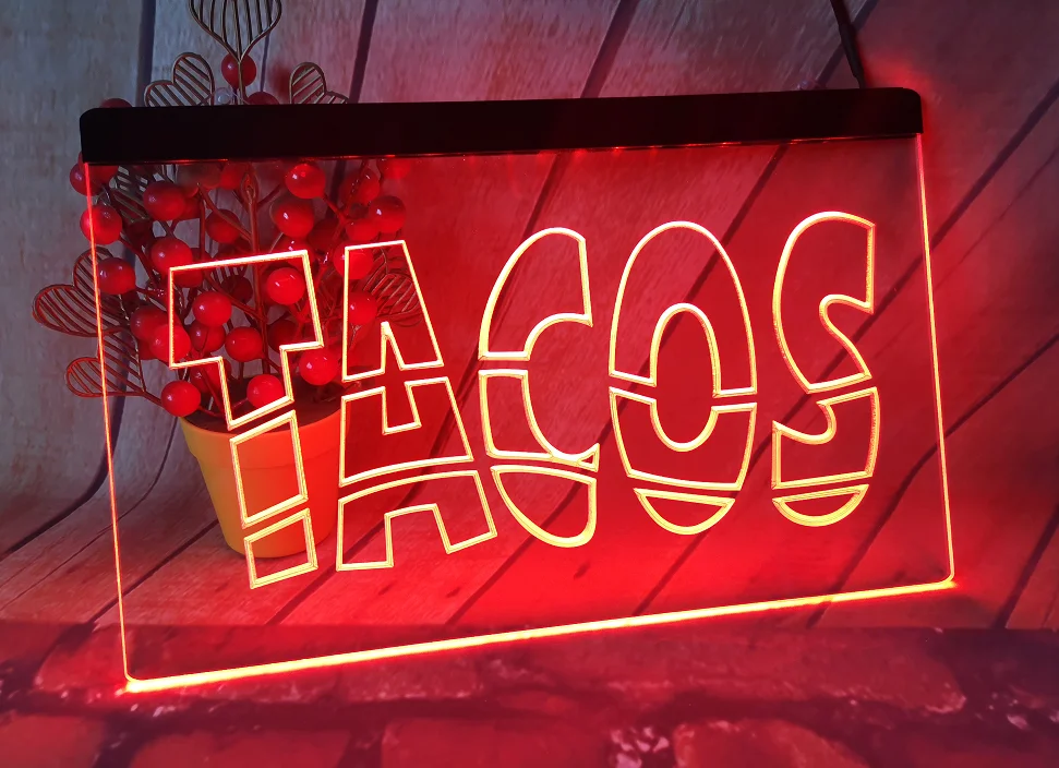 Mexican Tacos Reklame schild Neon Sign Man Cave Pub Car Dealership ...