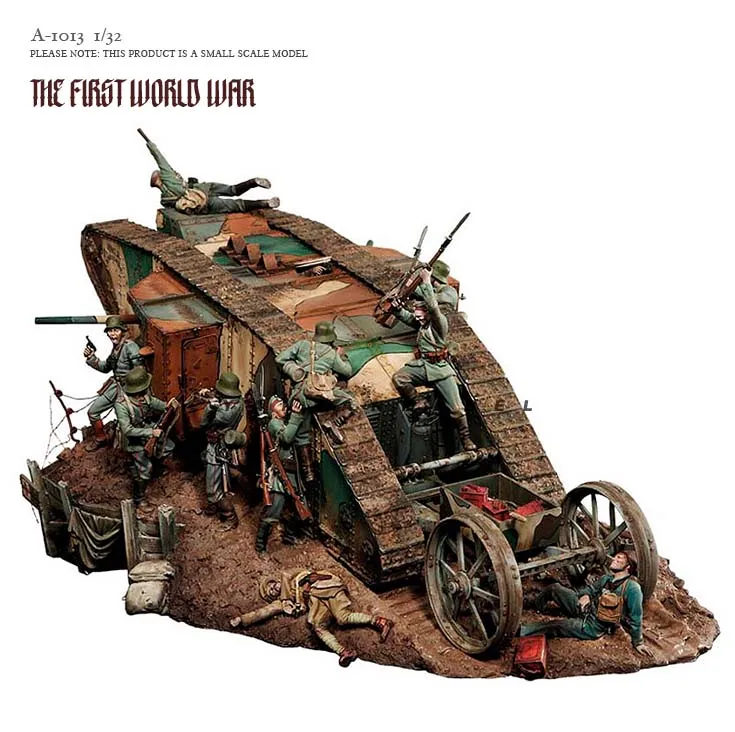 1/32 Resin figure model kits DIY resin soldier （10 Soldiers + Tanks ...