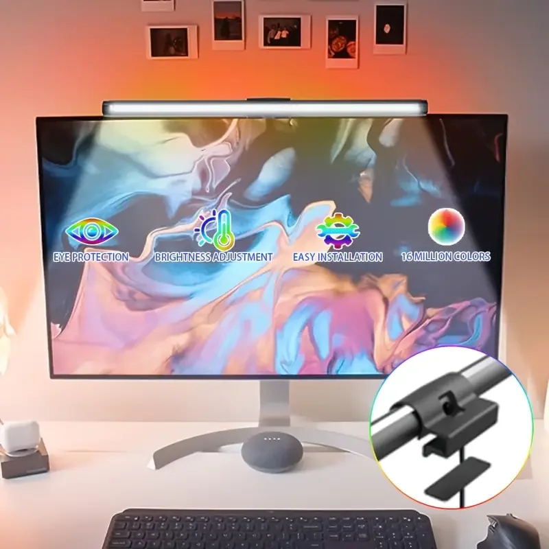 LED Desk Lamp Monitor Light Bar Eye-Care Stepless Dimming Lighting ...