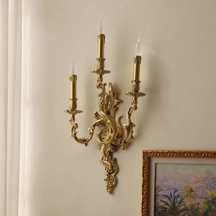 French Copper Candle Wall Lamp Hotel Palace Villa Retro Wall Lamp ...