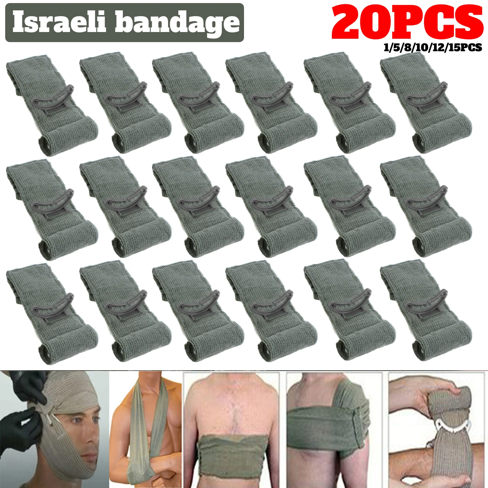 1-20Pcs-Israel-Bandage-Outdoor-First-Aid-Traumatic-Hemostatic-Bandage ...