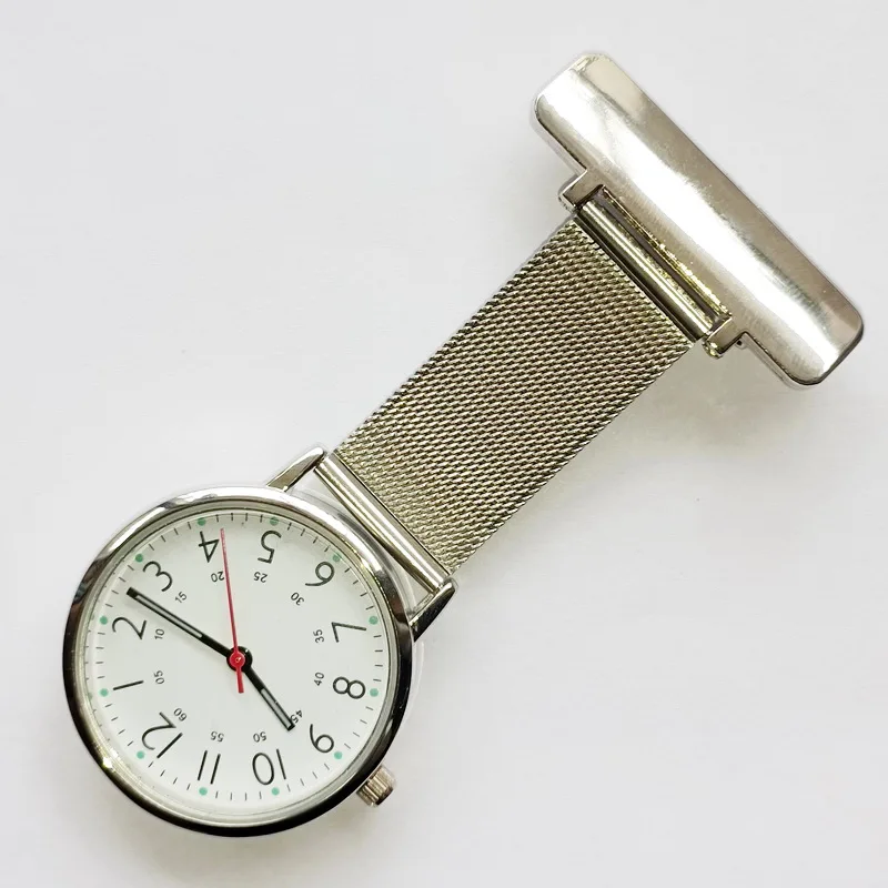 Modern-Mesh-Nurse-Watch-Leather-Fob-Pin-On-Pocket-Watch-Easy-Read ...