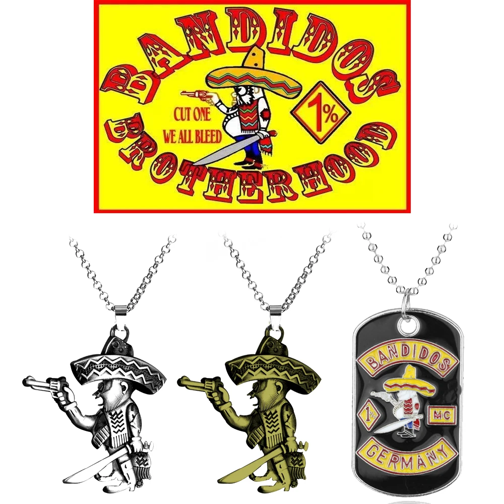 Outlaw-Motor-Biker-Pendant-Mexican-Metal-Necklace-BANDIDOS-Motorcycle ...