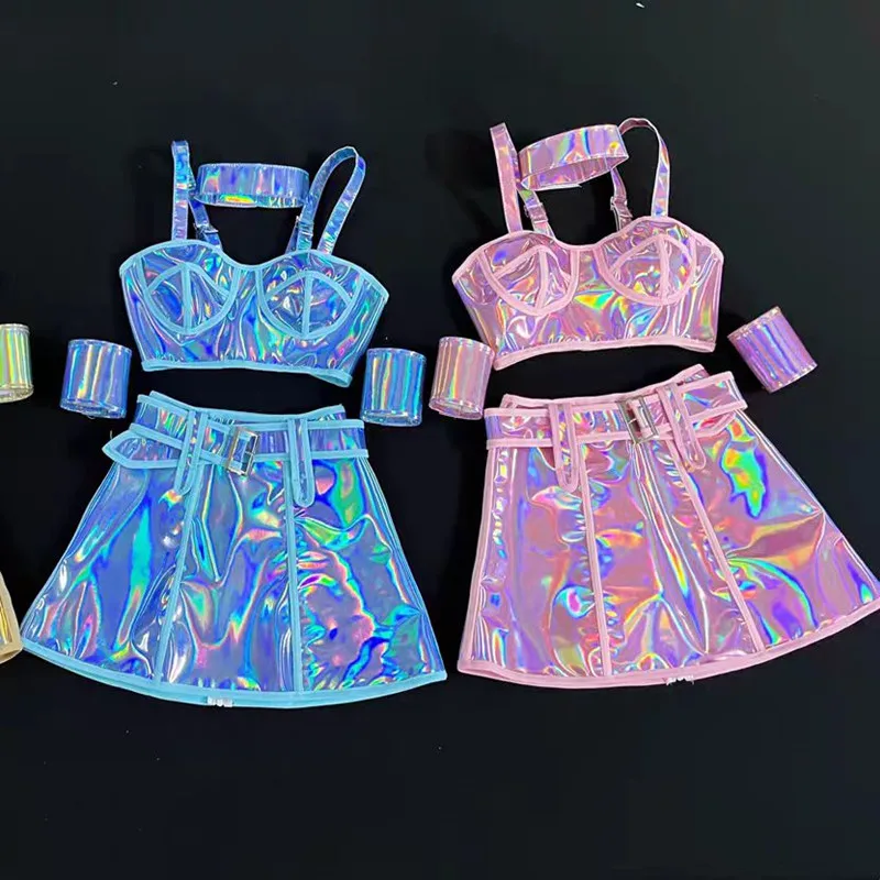 Traje-de-fiesta-de-Club-Carnaval-Rave-Tops-l-ser-rosa-falda-ropa-de ...