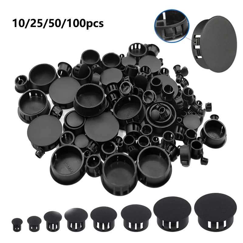 10-100p-Plastic-Hole-Plug-Snap-on-Cover-Hole-Nylon-Plugs-Dust-Caps-Flat ...
