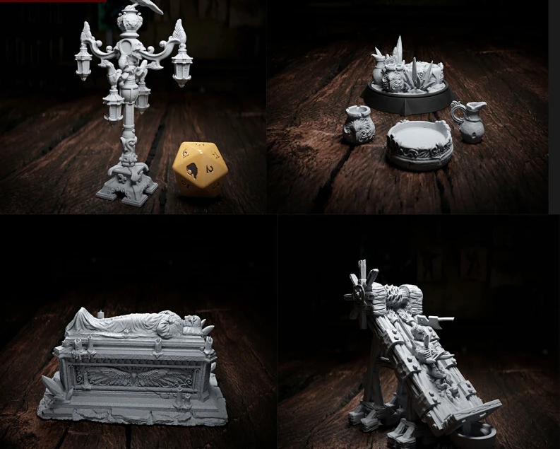 Scene-Model-Of-Dungeon-Props-Candlesticks-Torture-Tables-Stone-Coffins ...
