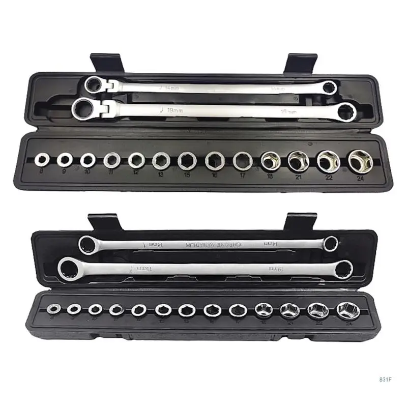 15pcs-Adjustable-Ratchet-Wrench-Kit-8-19mm-Metric-Head-Ratcheting ...