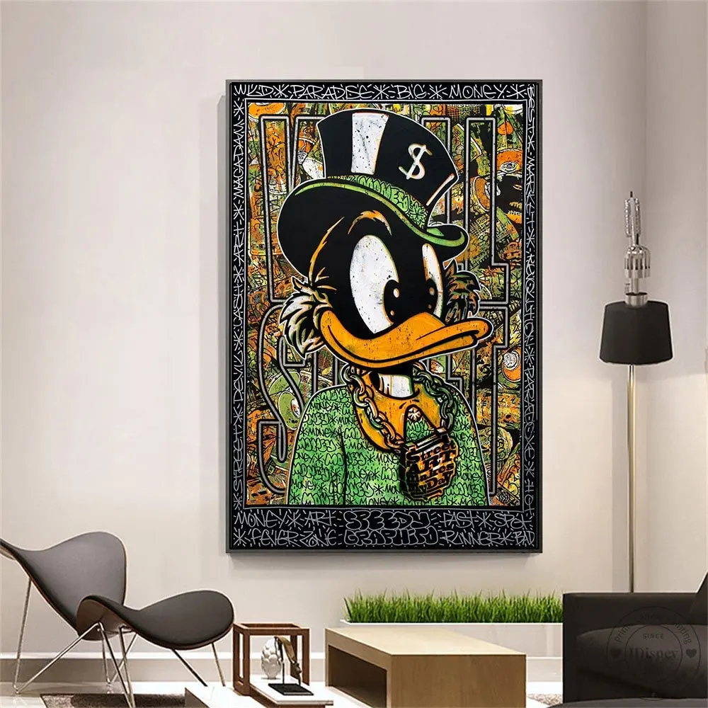 Disney-Cartoon-Donald-Duck-Cartoon-Rich-Money-Poster-Pop-Prints-Canvas ...