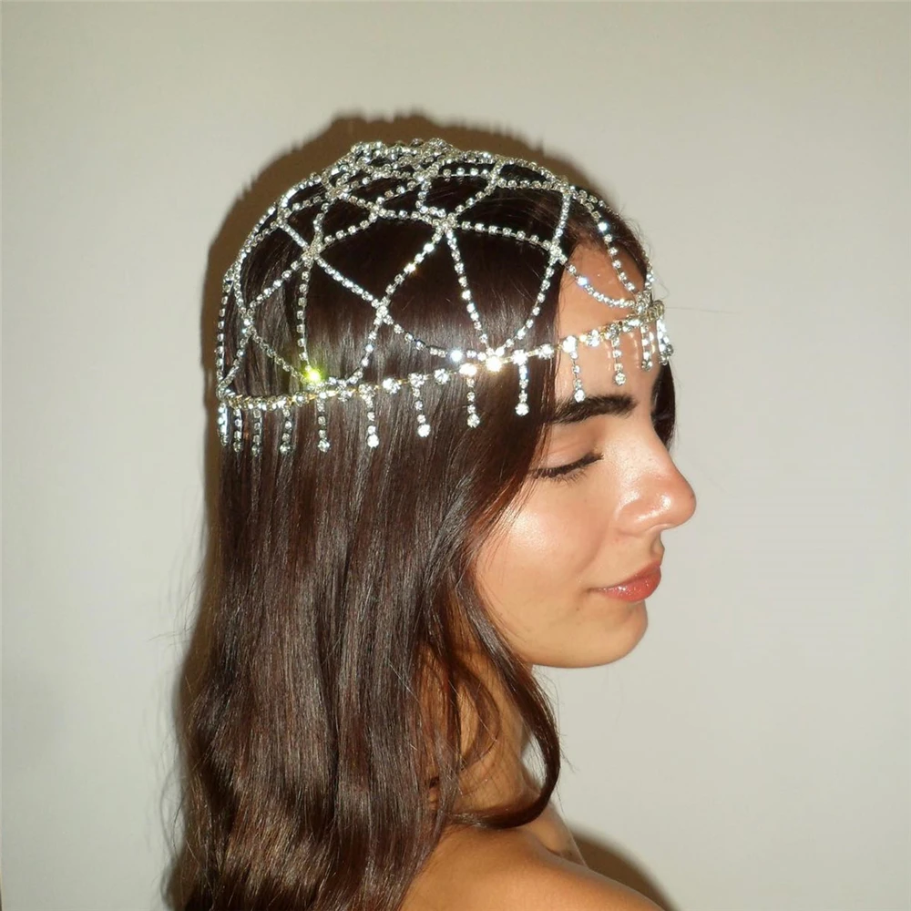 Bohemia-Crystal-Tassel-Head-Chain-Flapper-Cap-Headwear-Wedding ...