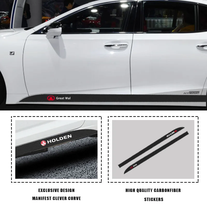 자동차 도어 사이드 스커트 줄무늬 스티커 기아 K5 스팅어 소울 옵티마 포르테 스포티지 소렌토 피칸토 액세서리 2 개