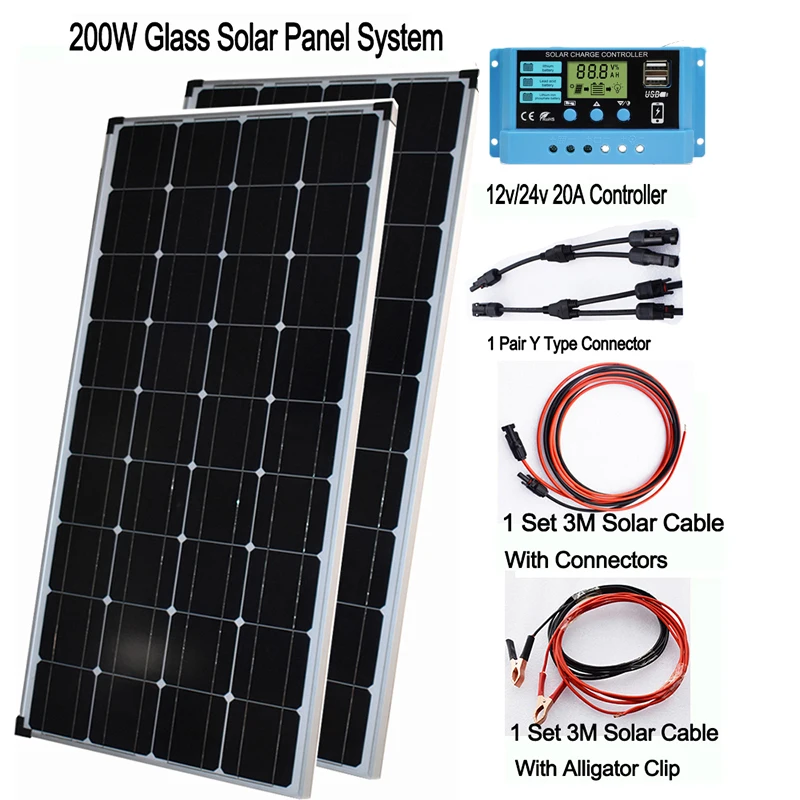 100w 200w Glass Rigid Solar Panel Complete Kit ,36pcs Solar Cell 125mm ...