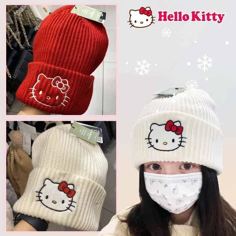 Hello-Kitty-Knitted-Beanies-Hats-Cartoon-Cute-Cat-Embroidery-Cap-Autumn ...