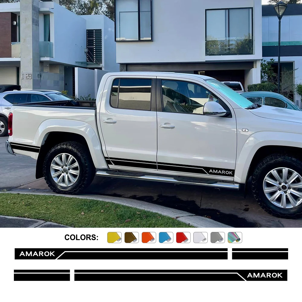 For-VW-Volkswagen-Amarok-Car-Door-Side-Skirt-Stripes-Decals-Pickup ...