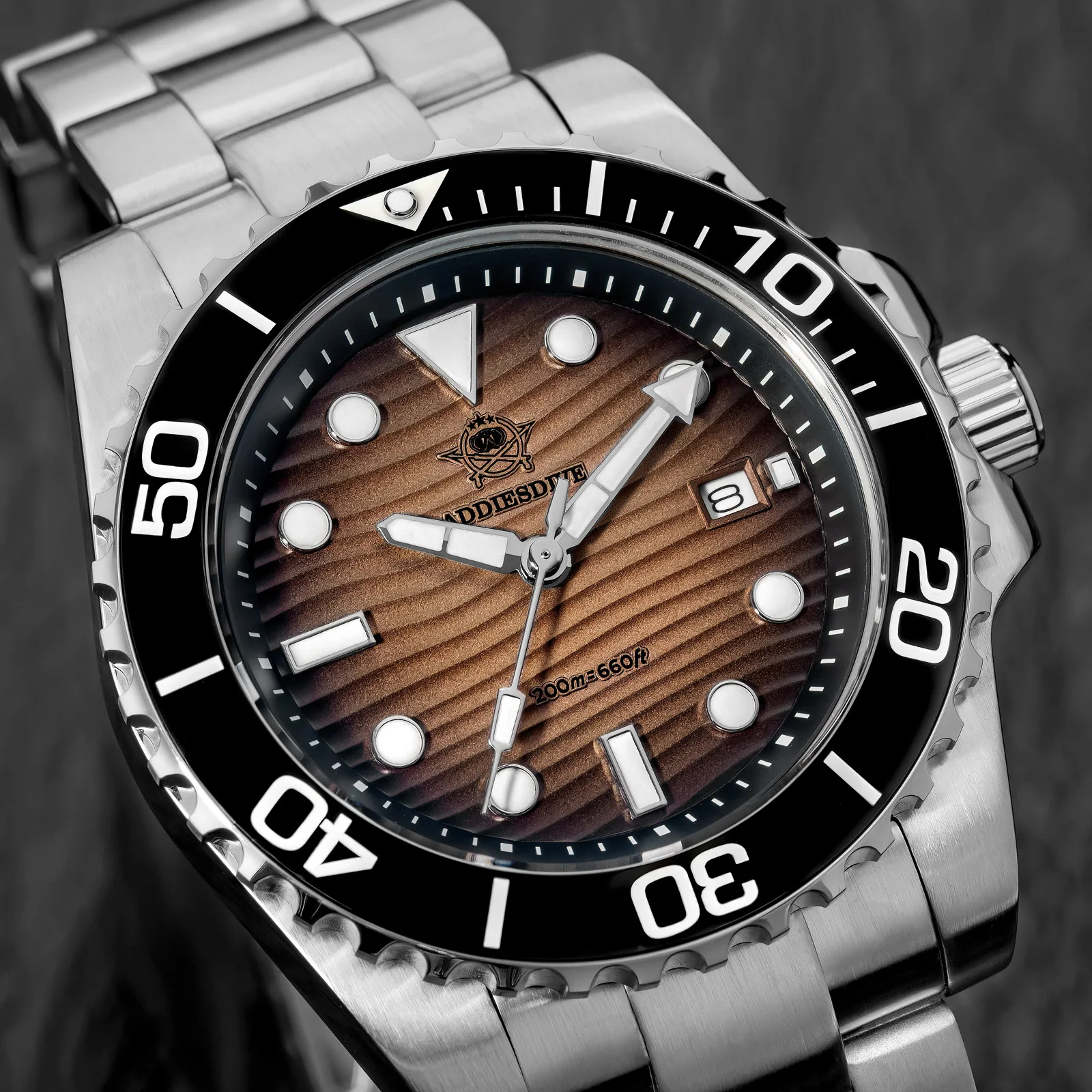 ADDIESDIVE Men Diver Quartz Watch 41mm Sand Dial 200m Waterproof ...
