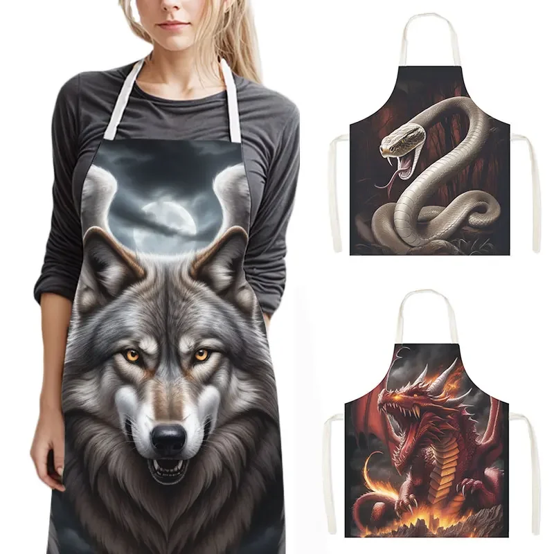 Fantasy-Dark-Creatures-Cooking-Aprons-Unicorn-Wolf-Dragon-Snake ...