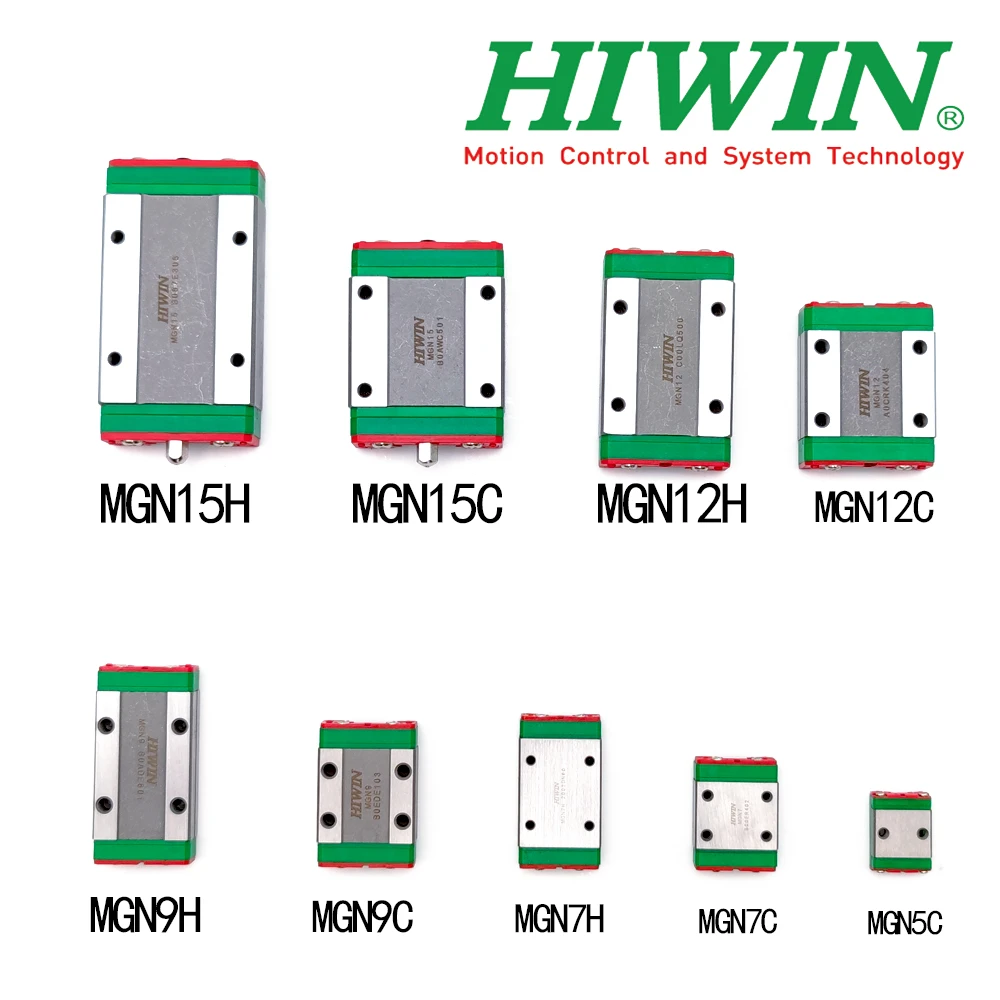 HIWIN Bloque deslizante Original, guía de riel lineal en miniatura, MGN5C, MGN7H, MGN7C, MGN9H ...