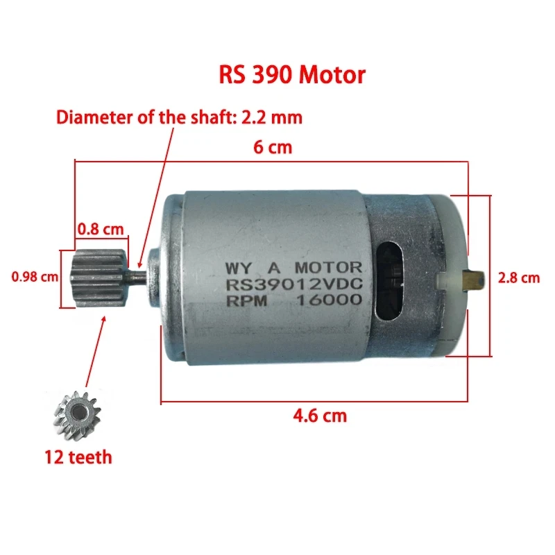 RS 390 RS 380 Children's Electric Toy Car Motor 6V 12V DC Motor 12T ...