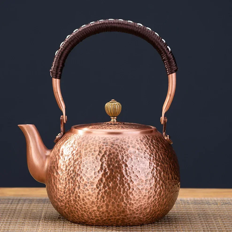 600/1200/1600ml Pure Copper Boiling Tea Kettle Retro Style Handmade ...