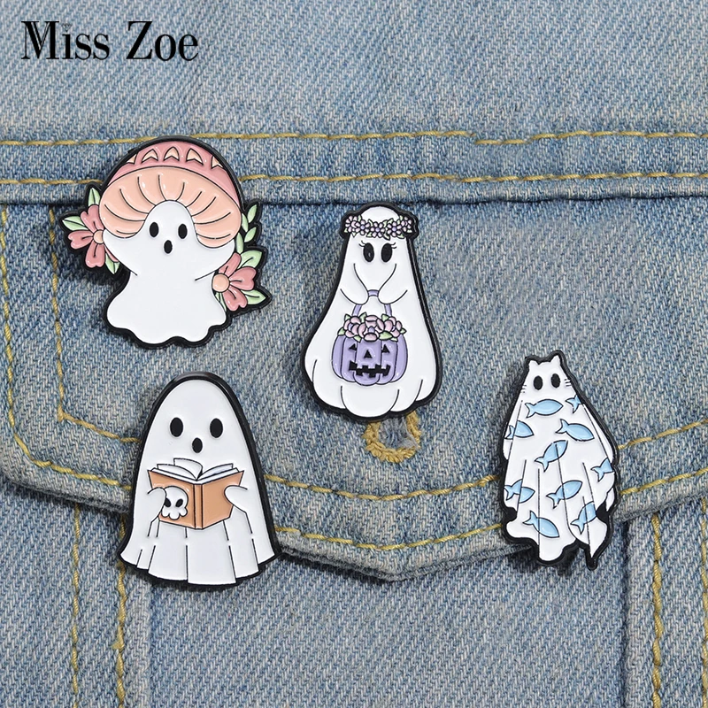 Cute-Ghost-Enamel-Pins-Custom-Halloween-Spooky-Ghost-Brooches-Lapel ...