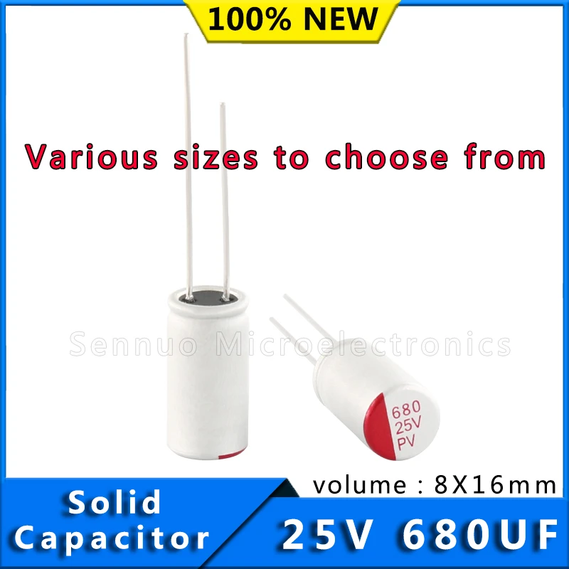 10pcs Capacitors 680 uf 25v Solid Electrolytic Capacitors 25v 680uf ...