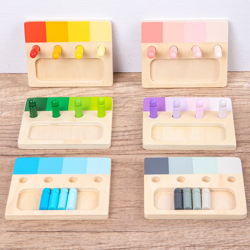 Montessori Color Sensory Board Wooden Toy 24 Colors Cognitive Matching ...