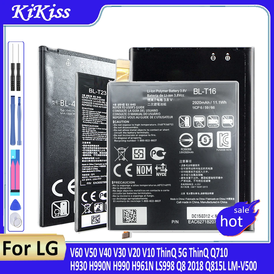 교체 전화 배터리 LG V60 V50 V40 V30 V20 V10 ThinQ 5G ThinQ Q710 H930 H990N ...