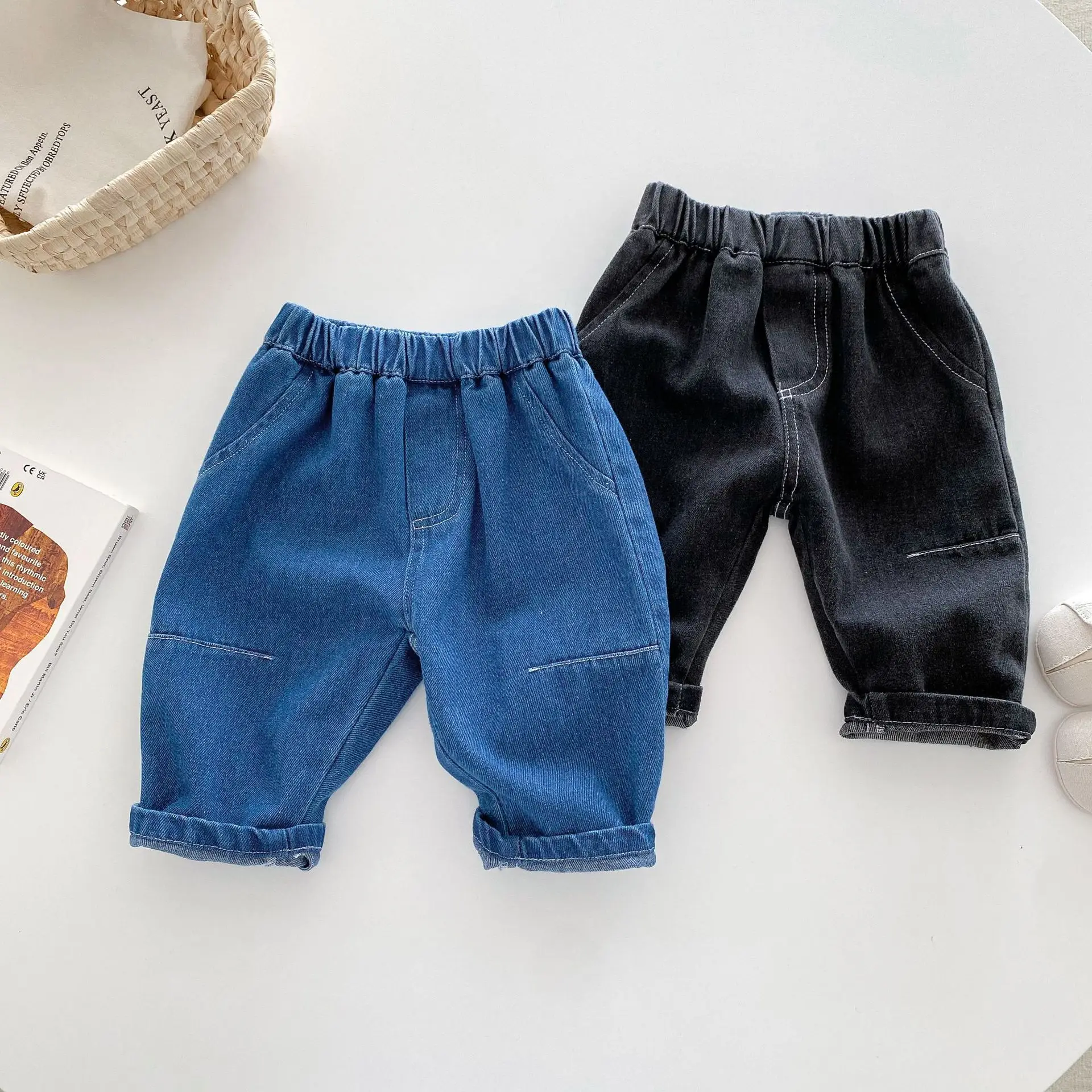 2025 Autumn Baby Girls Boys Casual Jeans Pants Kids Children Denim ...