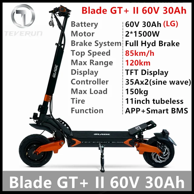 EU Stock Blade GT+ II 60V 30Ah Dual Motor 1500W*2 Top Speed 85km/h ...