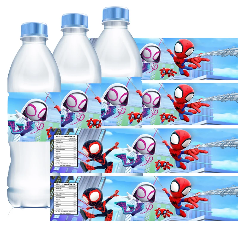 Etiquetas adhesivas para botellas de agua con el logo de Spidey y sus ...
