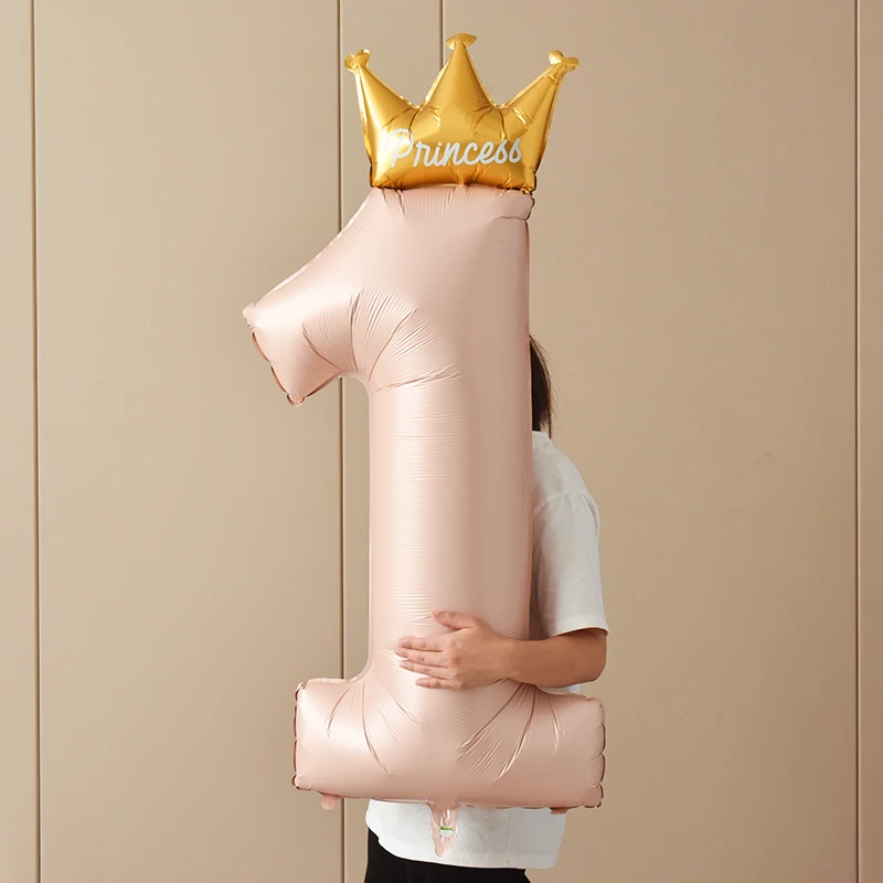 Crown-Number-Balloon-for-Kids-40Inch-Blue-and-Pink-Baby-Shower ...