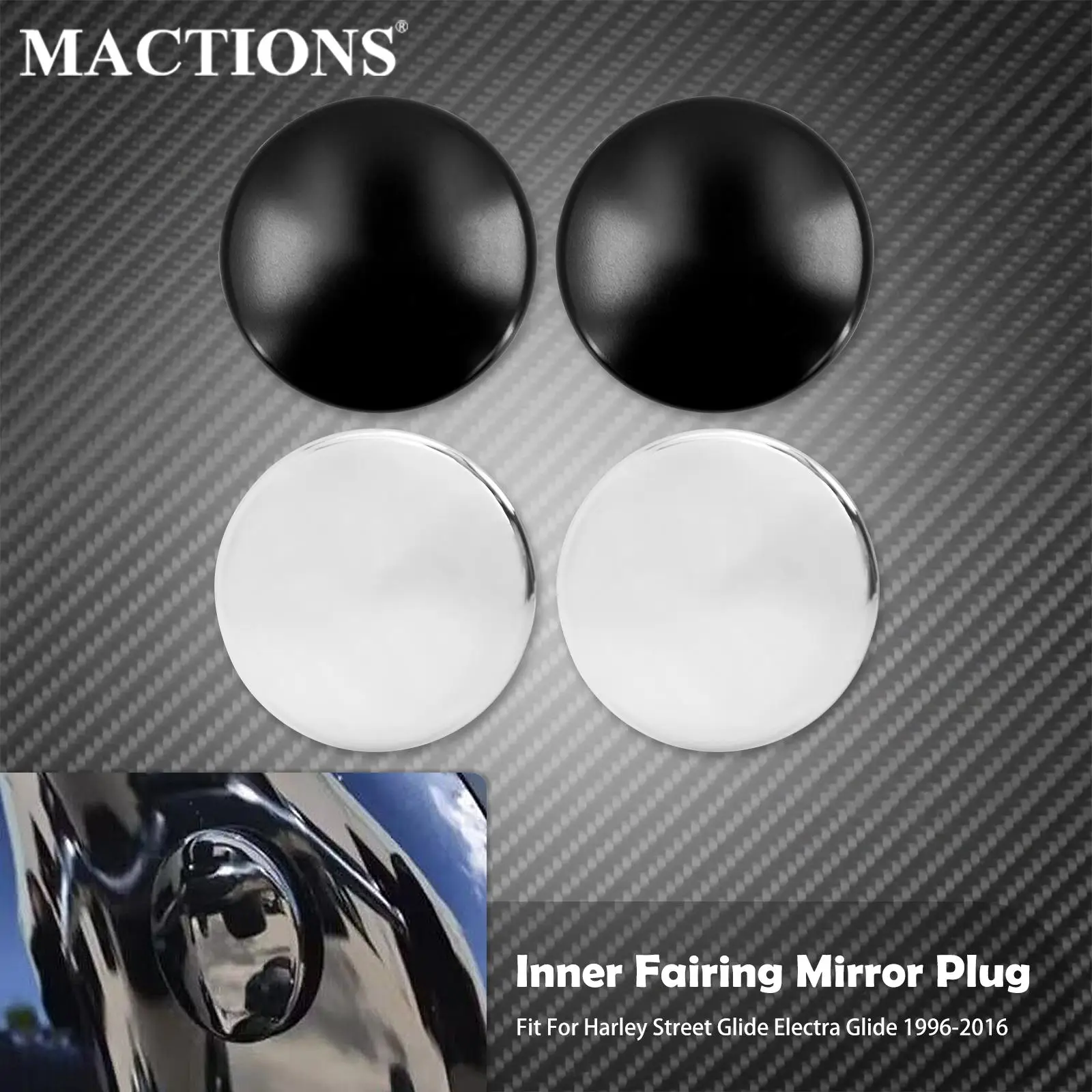 Motorcycle-Black-Chrome-Inner-Fairing-Mirror-Plugs-For-Harley-Touring ...