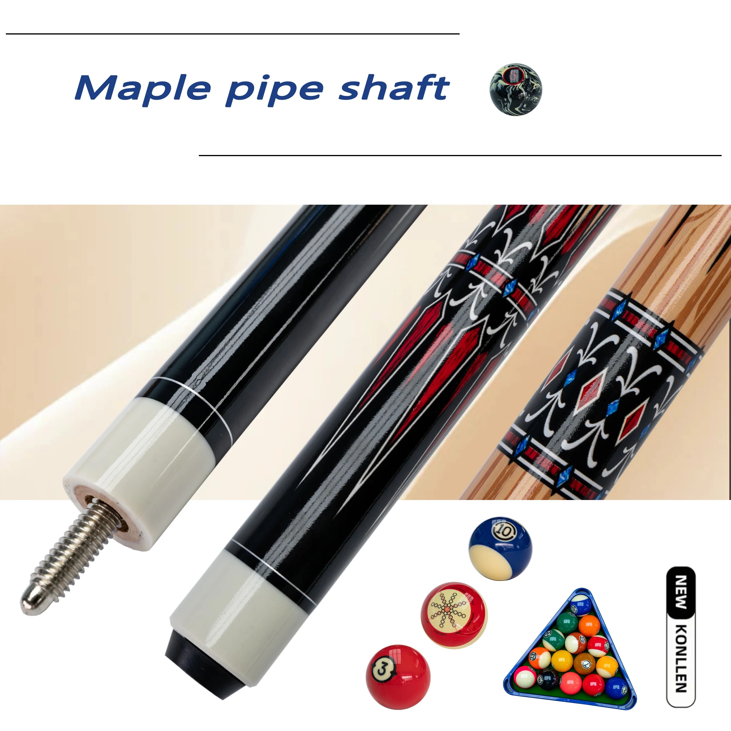 Premium-Maple-Pool-Cue-for-American-9-Ball-and-Carom-Billiards-Superior ...